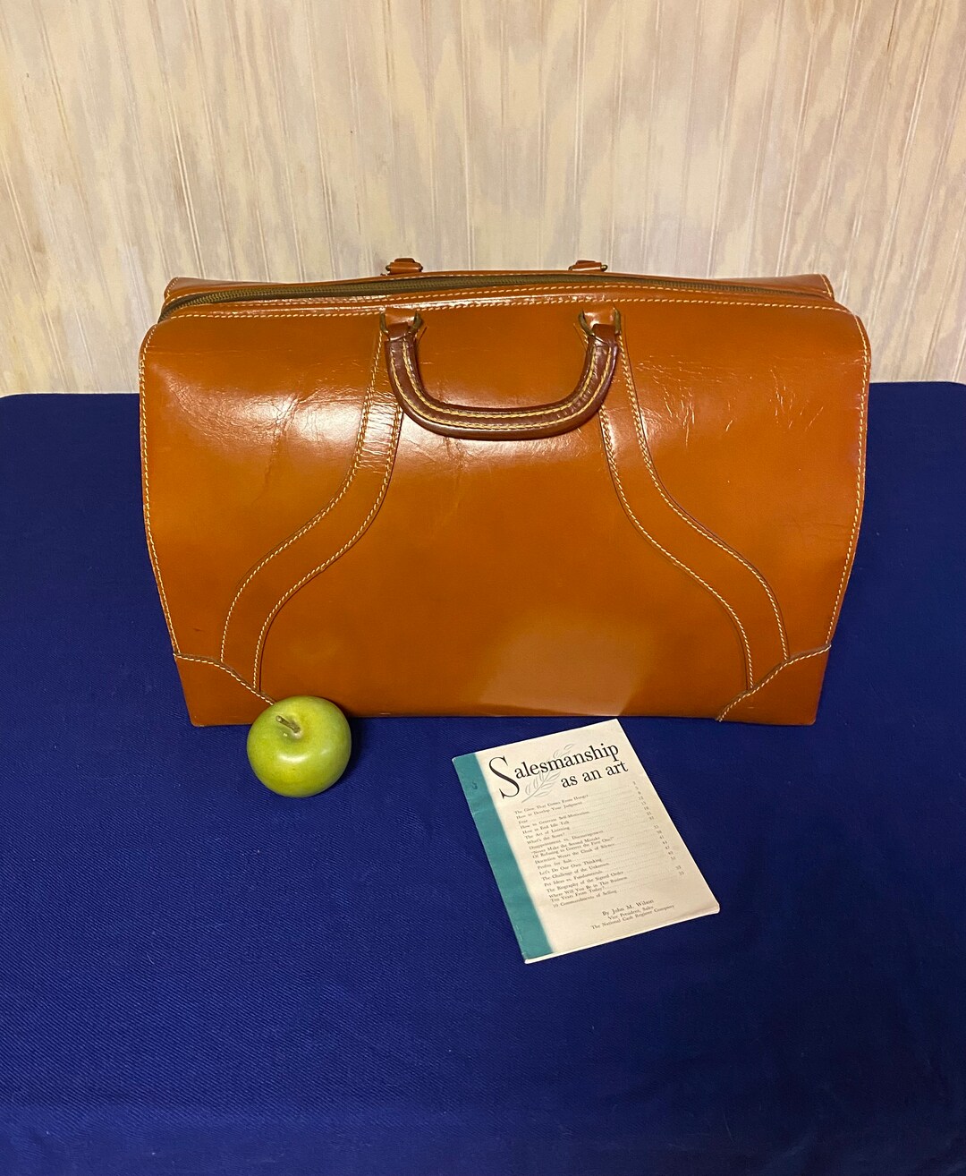 Vintage Leather Salesman Bag, MCM, Leather Briefcase, Travel Bag, Mad ...