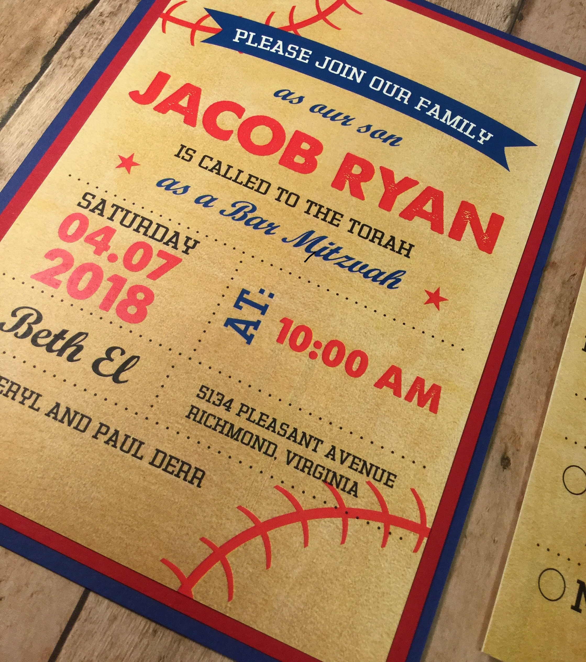 Baseball Style Layered Invitation - Etsy