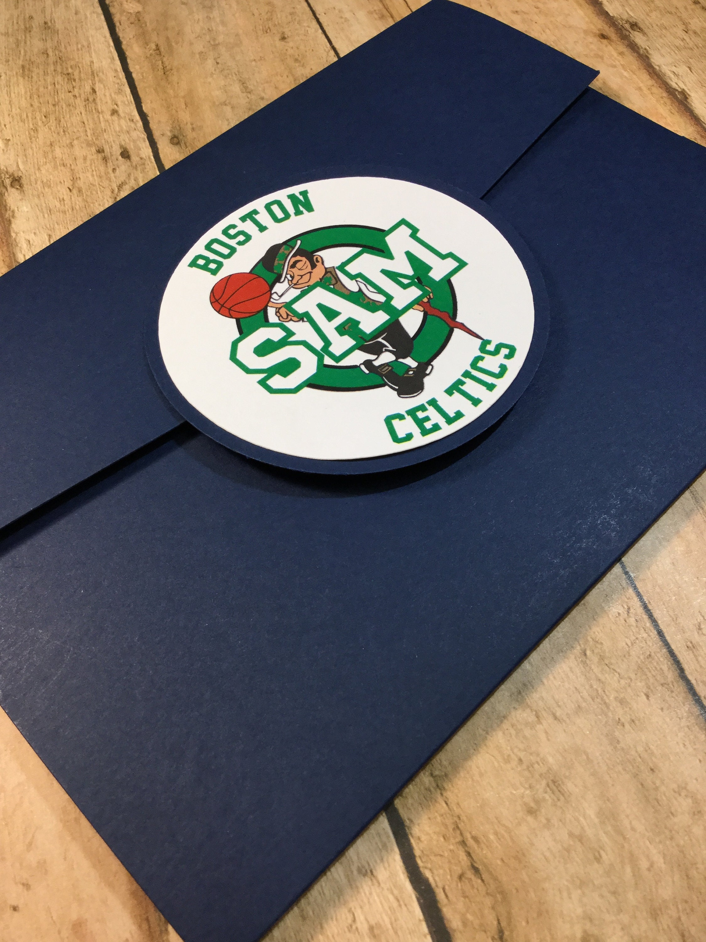 Boston Celtics Basketball Styled Bar Mitzvah Pocketfold | Etsy