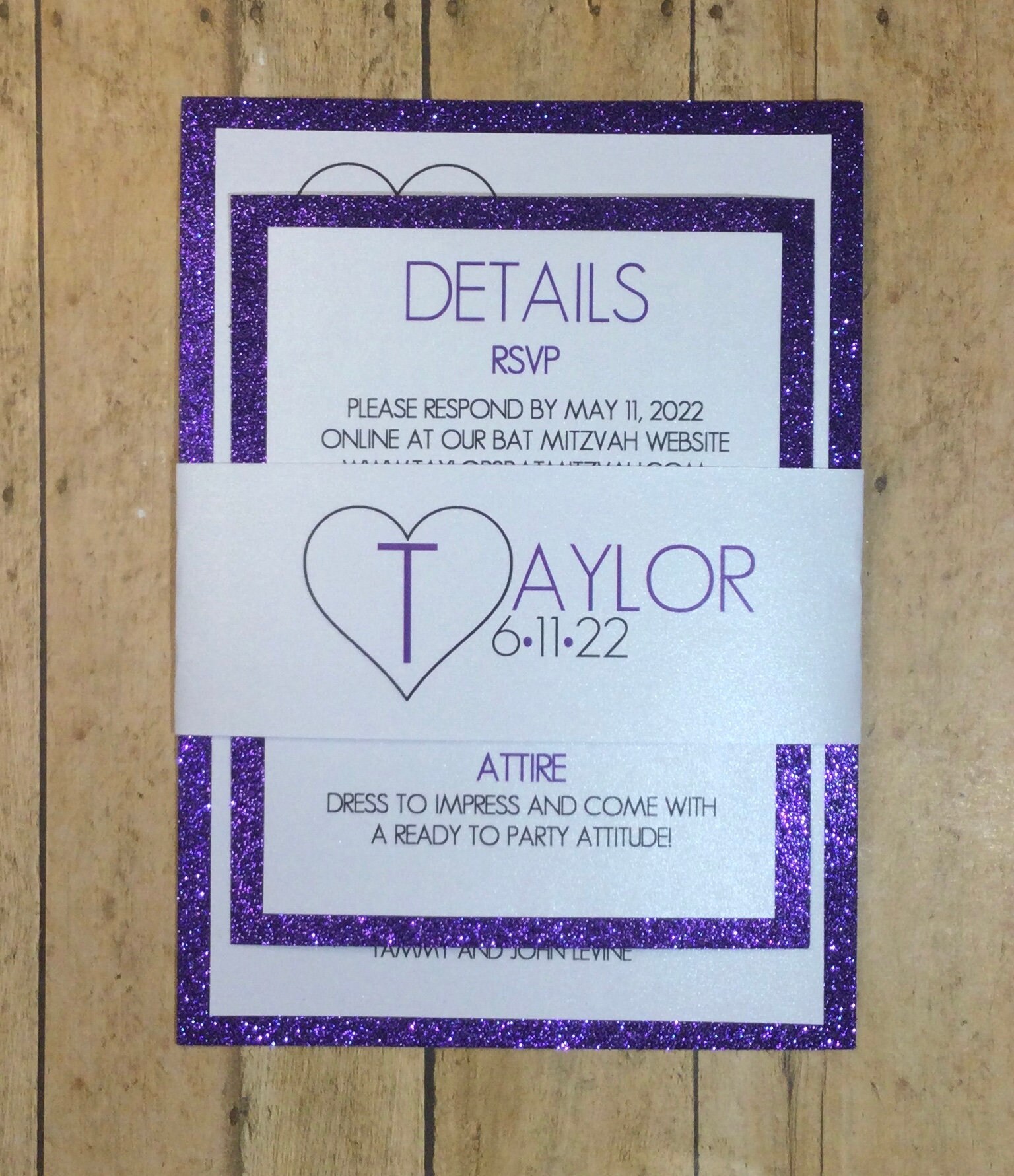 Purple Glitter Invitation - Etsy