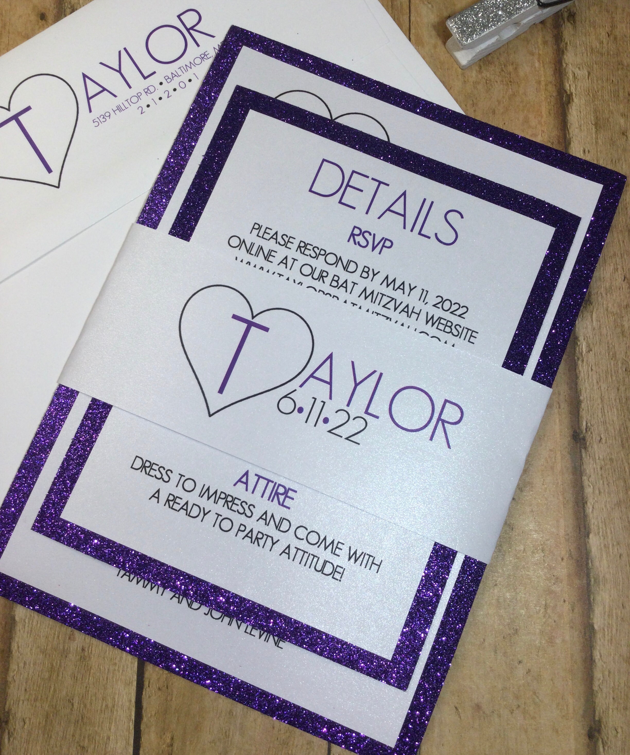 Purple Glitter Invitation - Etsy
