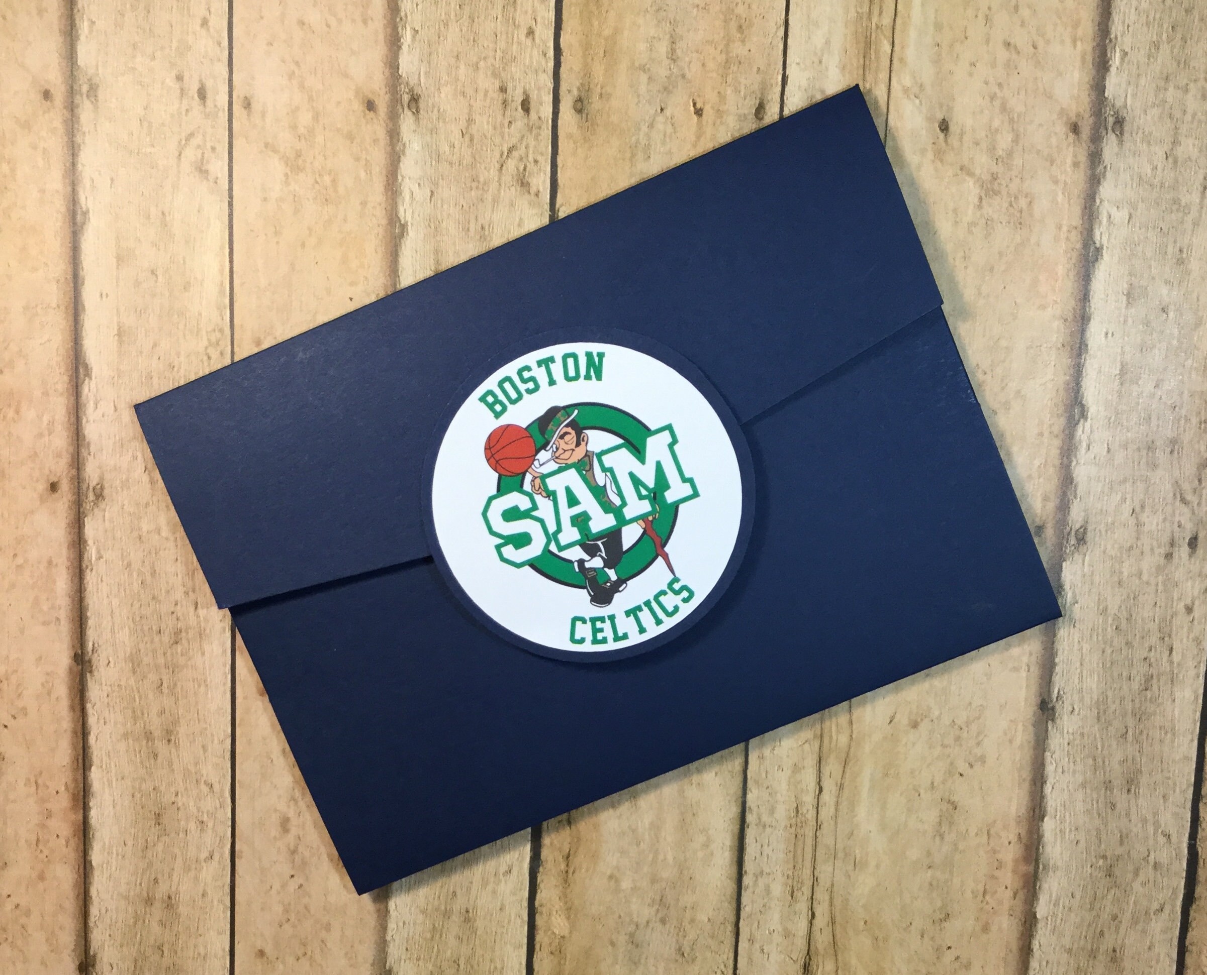 Boston Celtics Basketball Styled Bar Mitzvah Pocketfold | Etsy