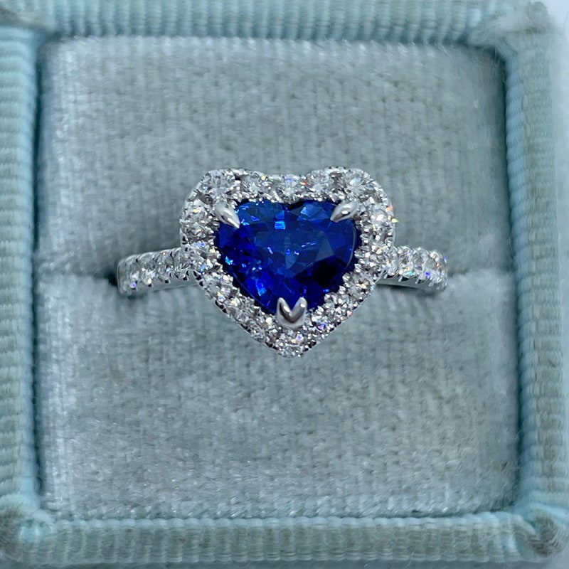 Blue Heart Ring - Etsy