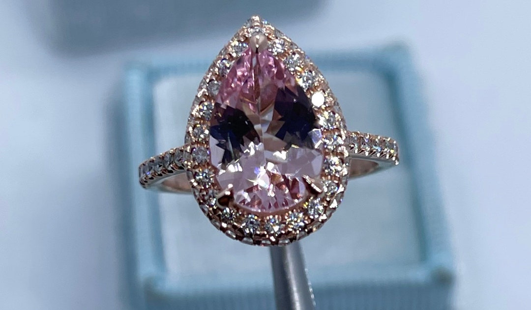 Pear Morganite Ring, Pear Shape Morganite Engagement Ring, Pear Pink ...