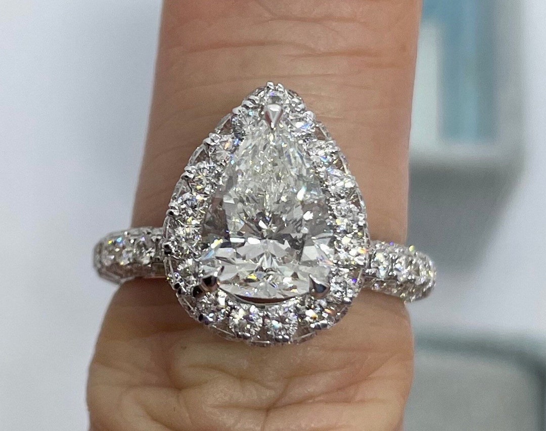 Pear Diamond Engagement Ring, Pear Diamond Ring, Certified Natural ...