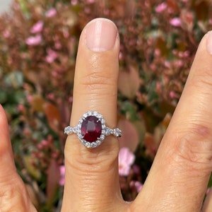 Genuine Ruby Ring, Burma Ruby Ring, Genuine Ruby and Diamond Ring, 18K ...