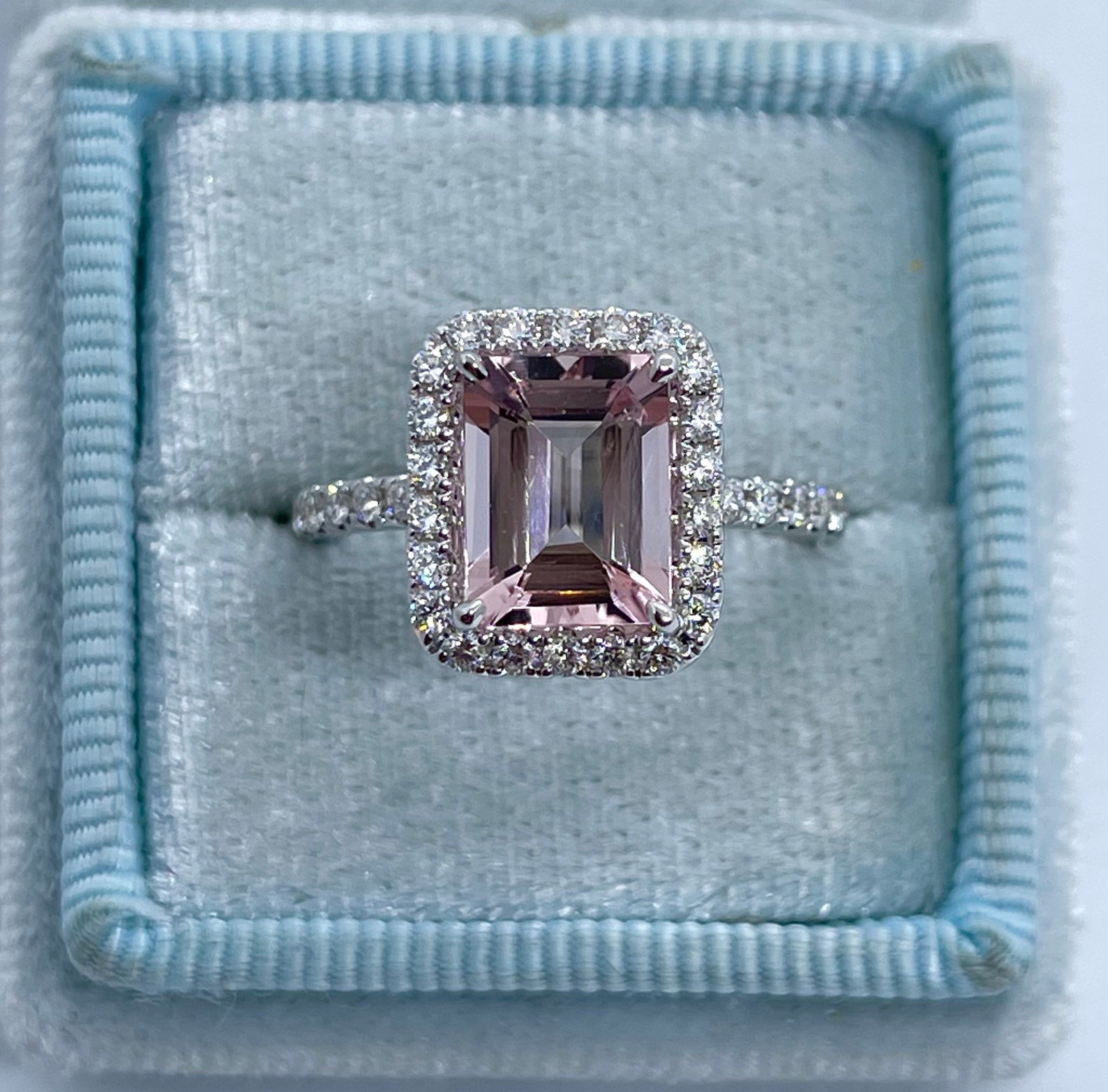 Pink Morganite Engagement Ring Emerald Cut Morganite Ring | Etsy