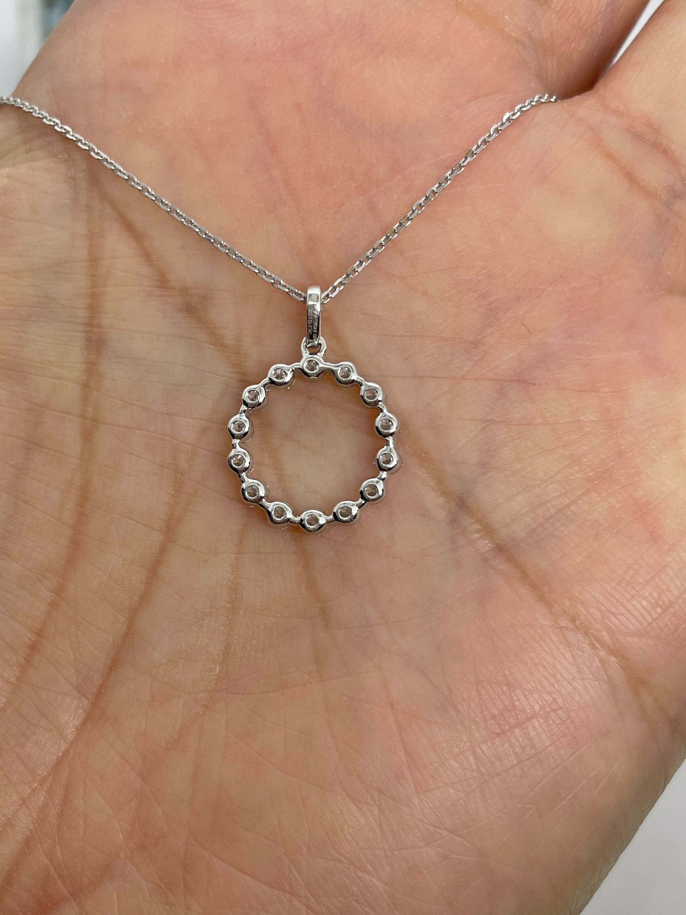 Circle Diamond Necklace 18K White Gold Circle Diamond - Etsy