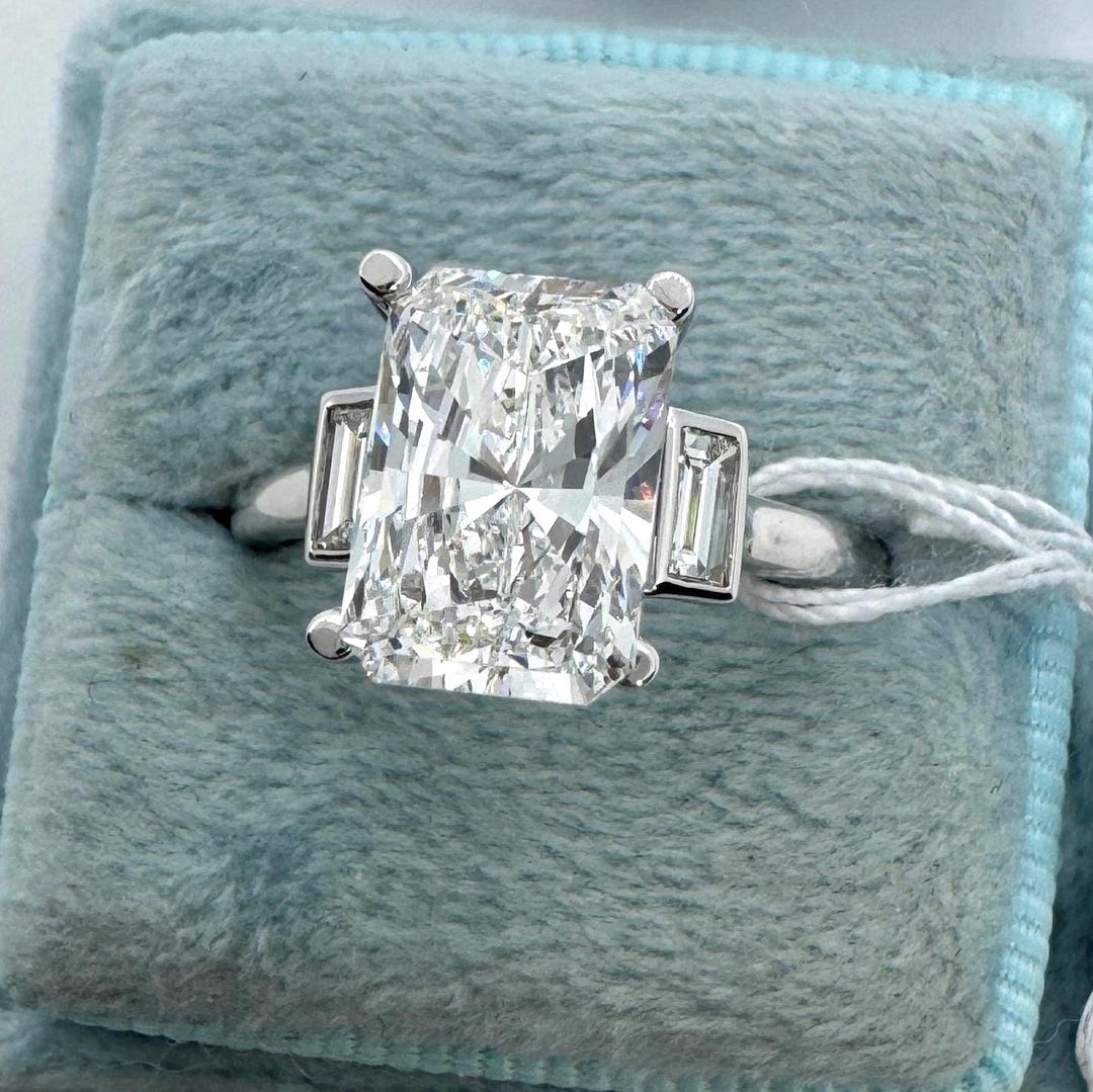 Radiant 3 Stone Engagement Ring, Radiant Lab Grown Diamond Ring, IGI ...