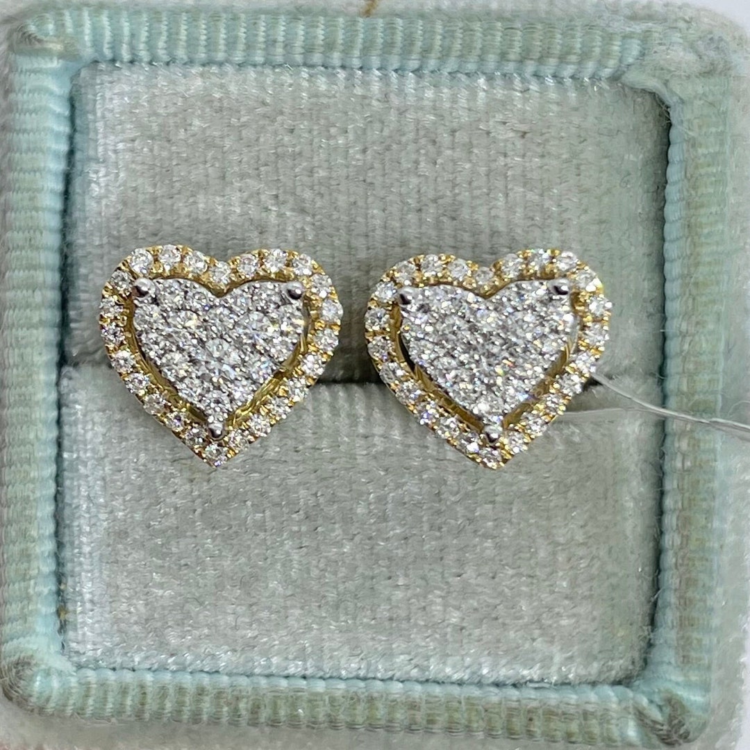 Heart Shape Diamond Earring, Heart Diamond Earrings, 18K Yellow Gold ...