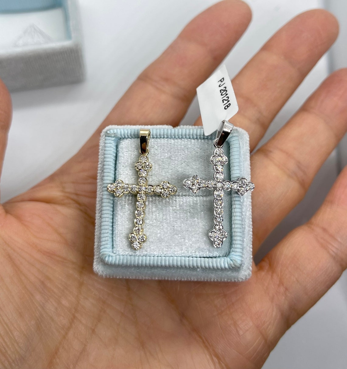 Diamond Cross Pendant Genuine Diamond Cross Catholic Cross | Etsy