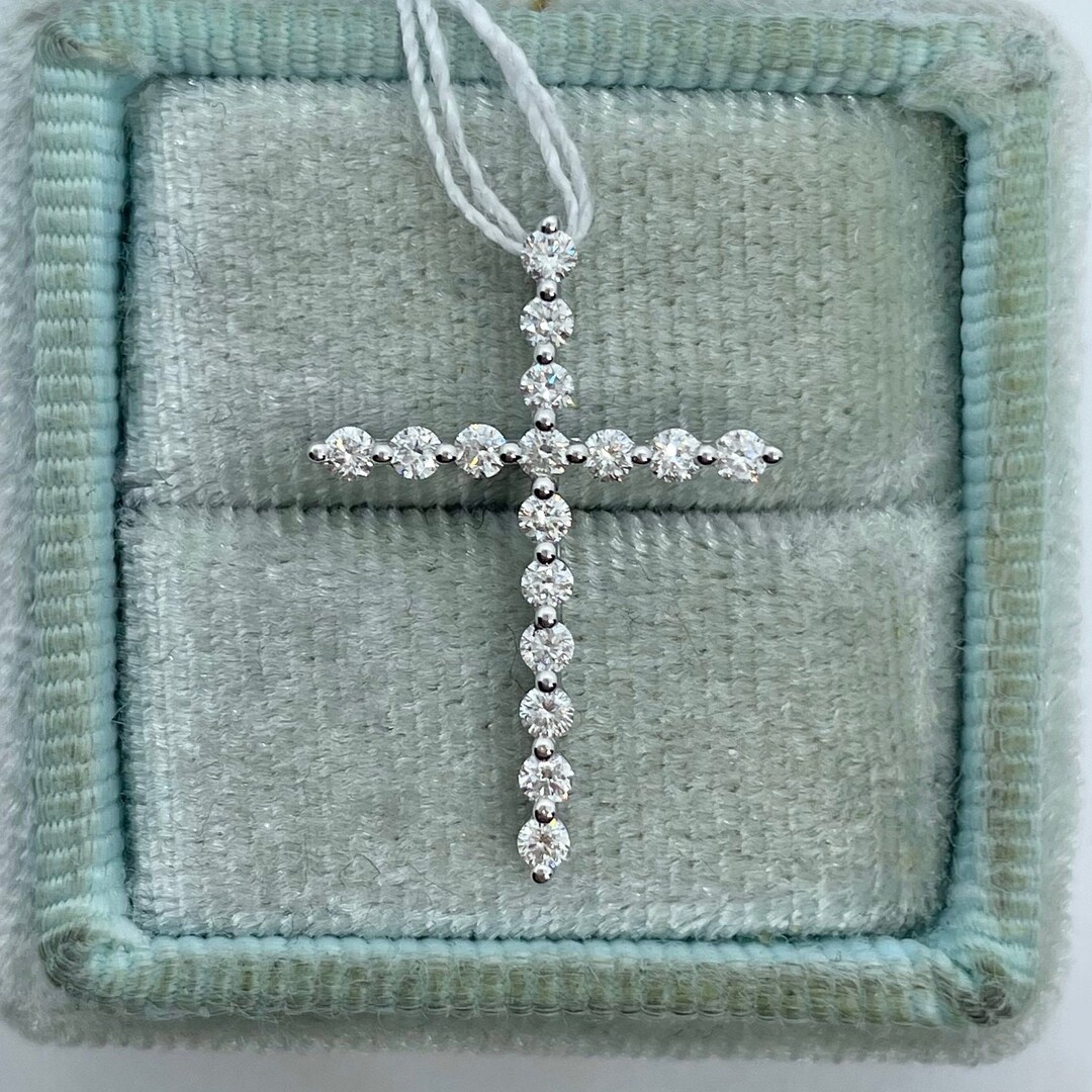Genuine Diamond Cross, Diamond Cross Necklace, 18K White Gold Floating ...