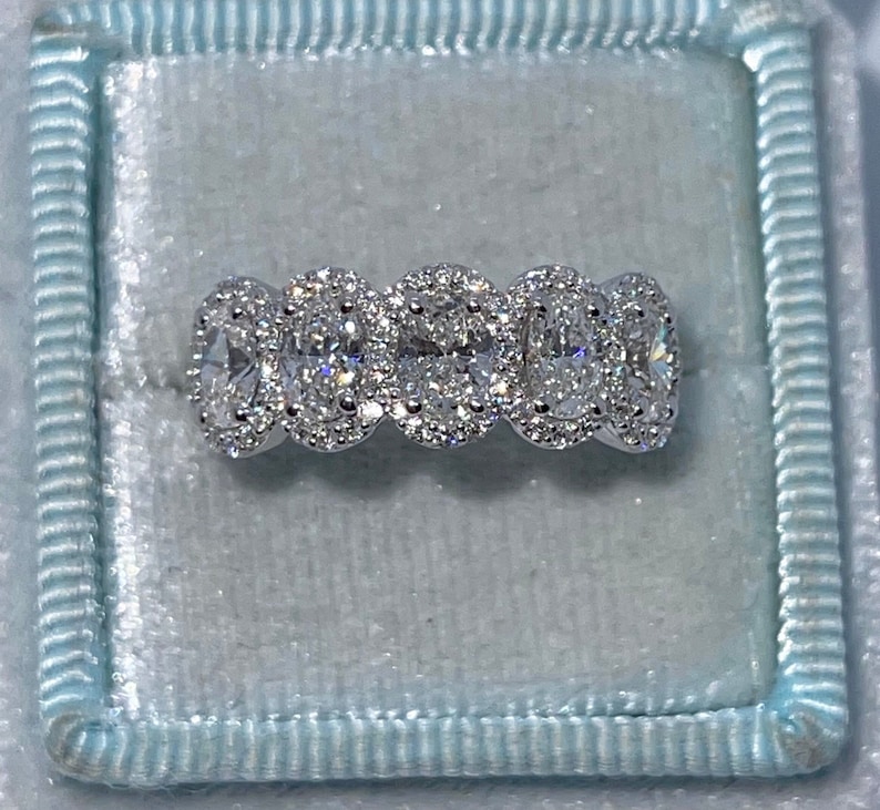 Oval Diamond Band, Oval Diamond Half Eternity Band, 14K White Gold 5 ...