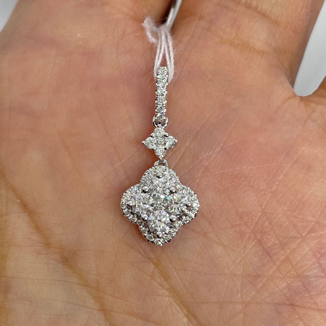 Flower Diamond Necklace, Diamond Pendant, Flower Diamond Pendant, 18K ...