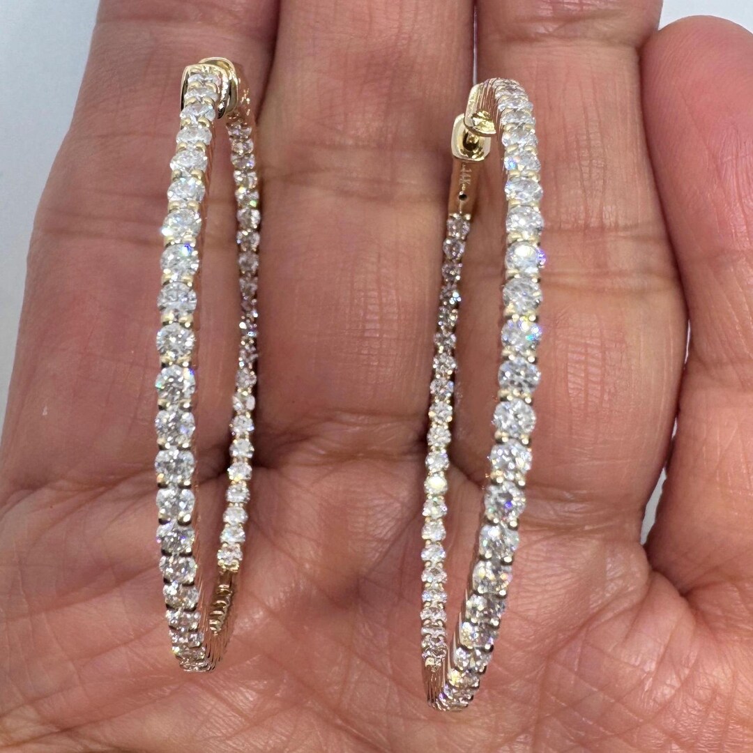 Chic Diamond Hoop Earrings, Big Diamond Hoop Earrings, 1.69” Diamond ...