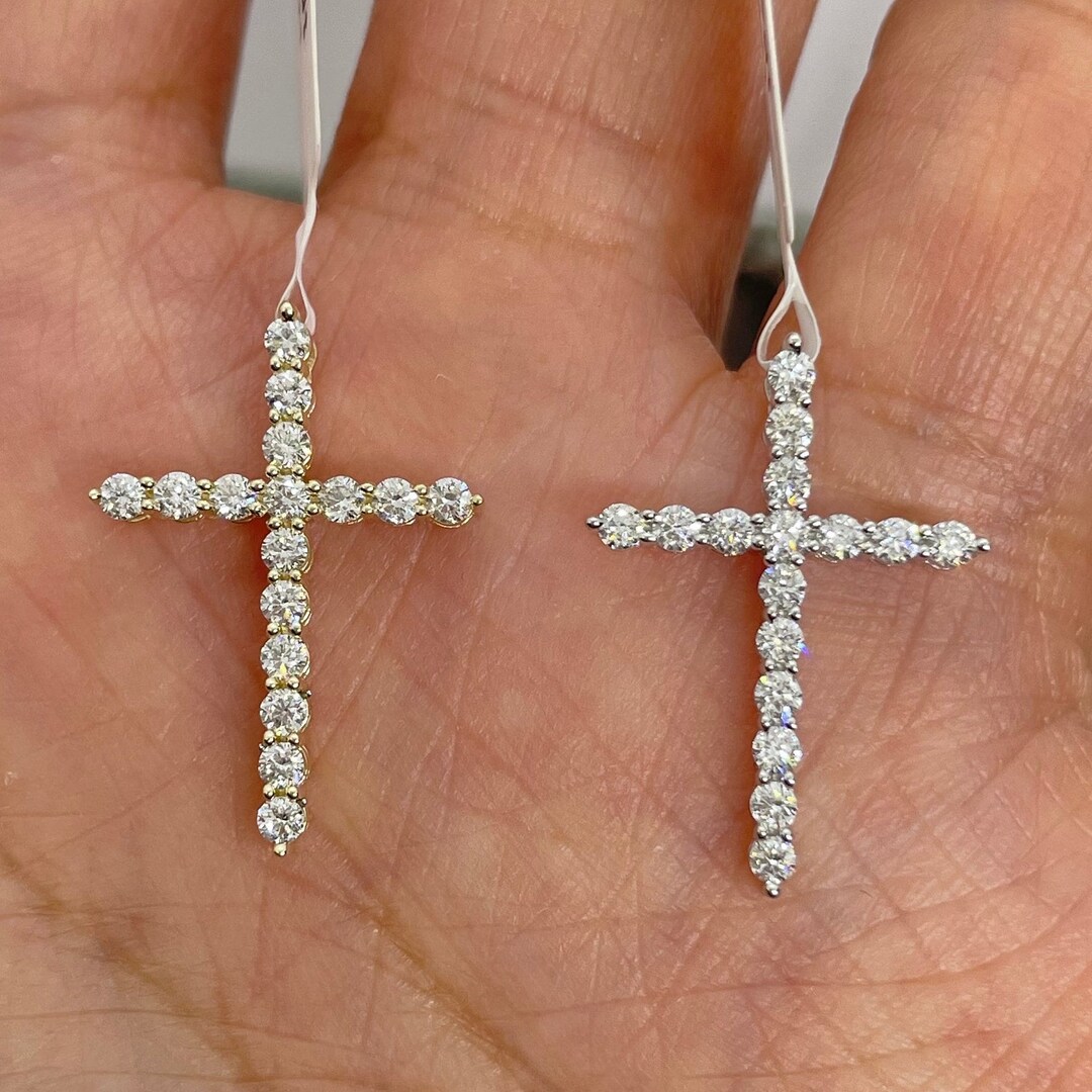 Genuine Diamond Cross, Diamond Cross Necklace, 14K Gold Diamond Cross ...