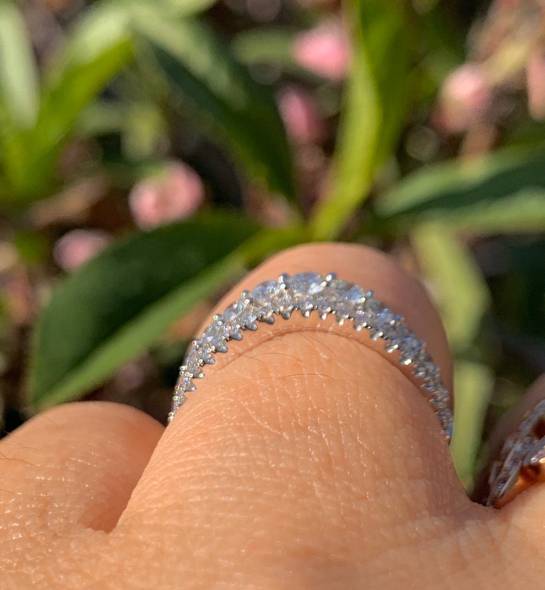 Curved Diamond Wedding Band Curved Crown Diamond Ring | Etsy