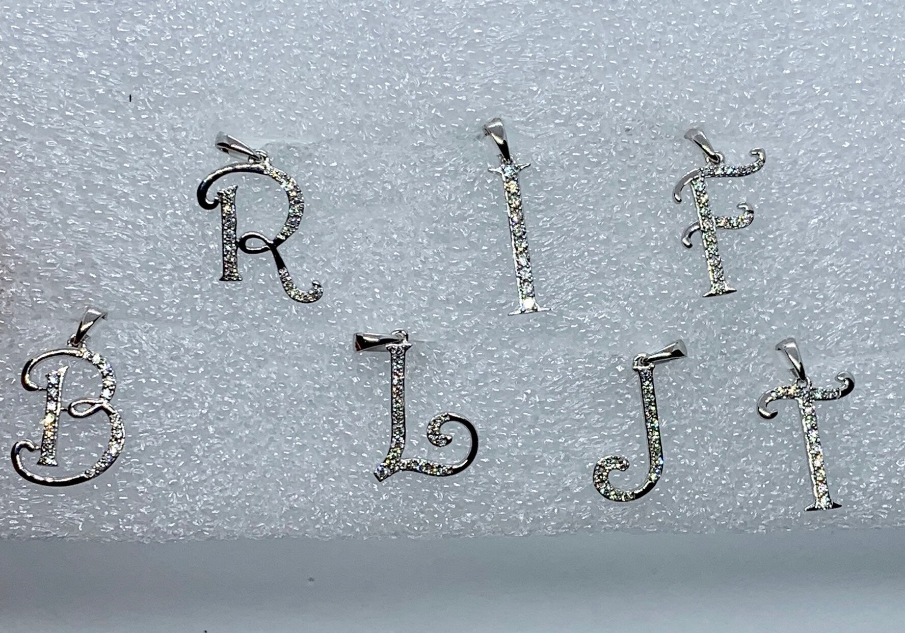 14K Yellow Gold Diamond Initial Pendant, Diamond Letter Initial Charm ...