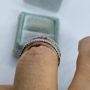 Rainbow Sapphire Ring, Multicolor Sapphire Ring, 18K White Gold Rainbow ...