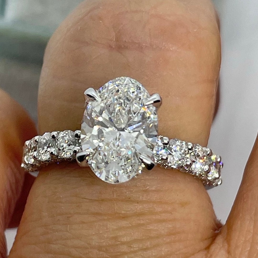 Oval Diamond Ring, Oval Shape Diamond Engagement Ring, Lab Grown ...