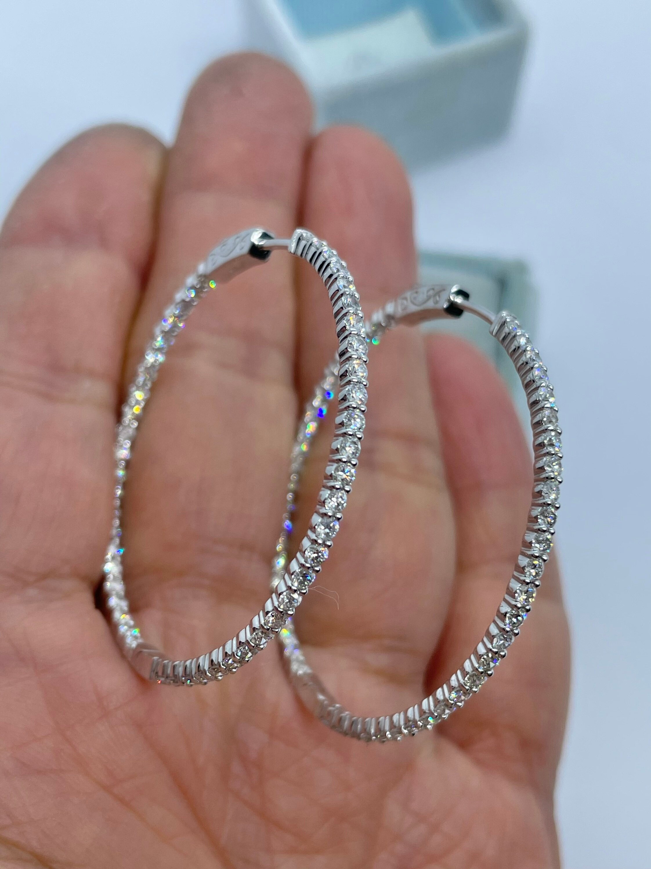 Chic Diamond Hoop Earrings Big Diamond Hoop Earrings 1.65 - Etsy