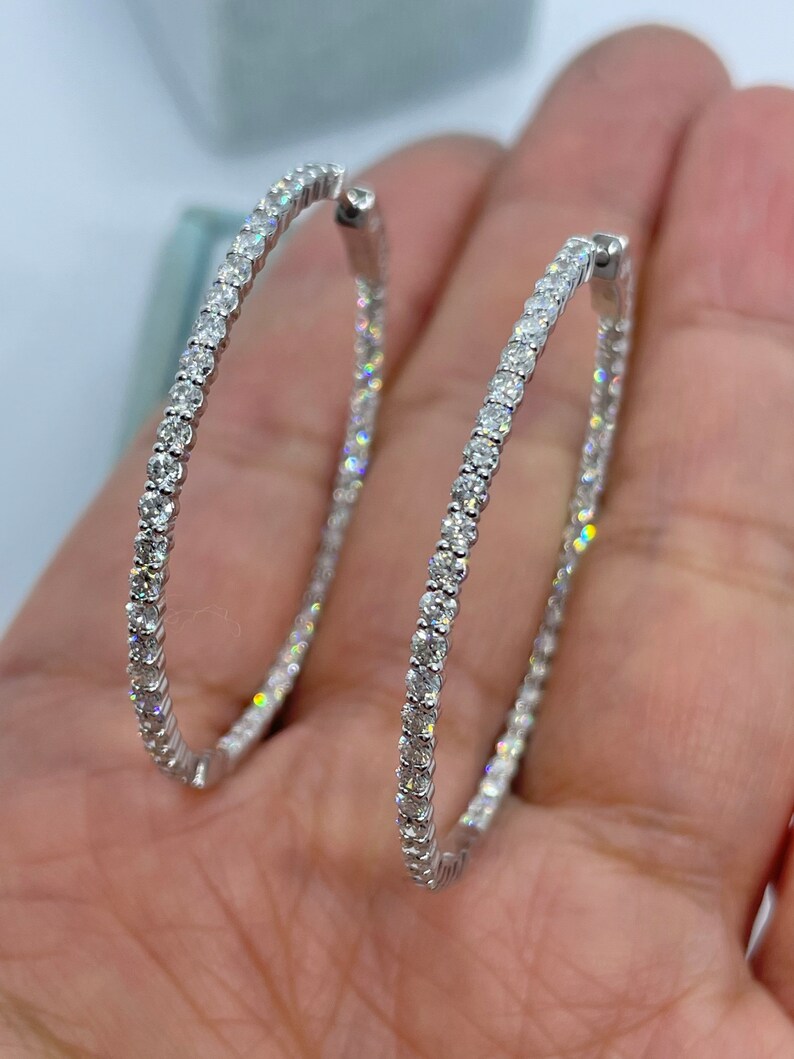 Chic Diamond Hoop Earrings Big Diamond Hoop Earrings 1.65 - Etsy