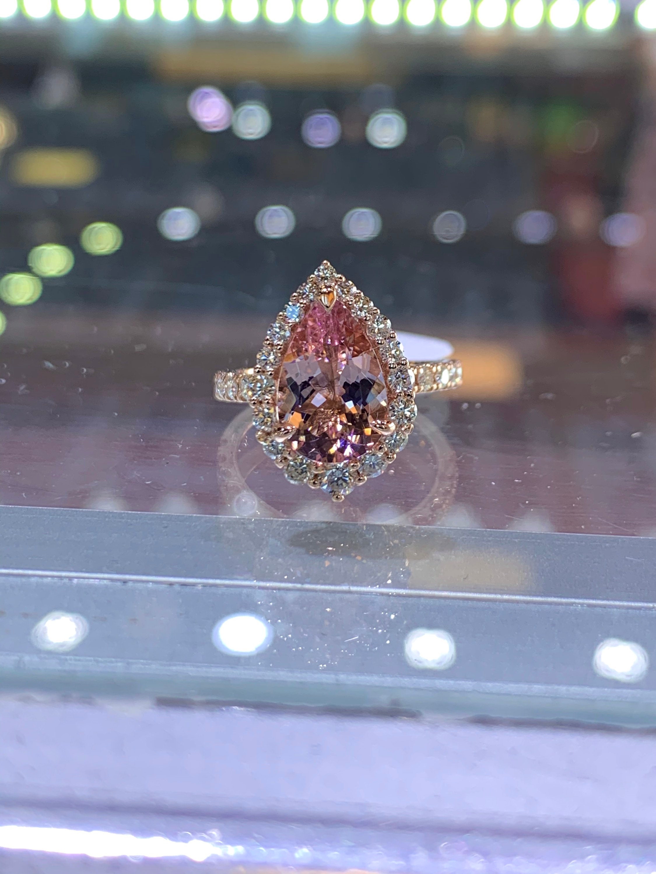 Morganite Wedding Ring Pear Shape Morganite Engagement Ring | Etsy