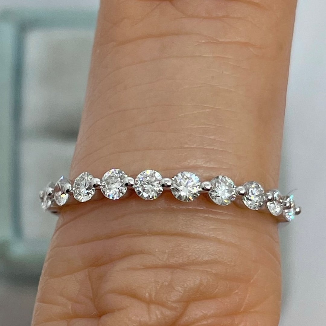 Diamond Band Ring, Floating Diamond Band, 18K White Gold Diamond ...