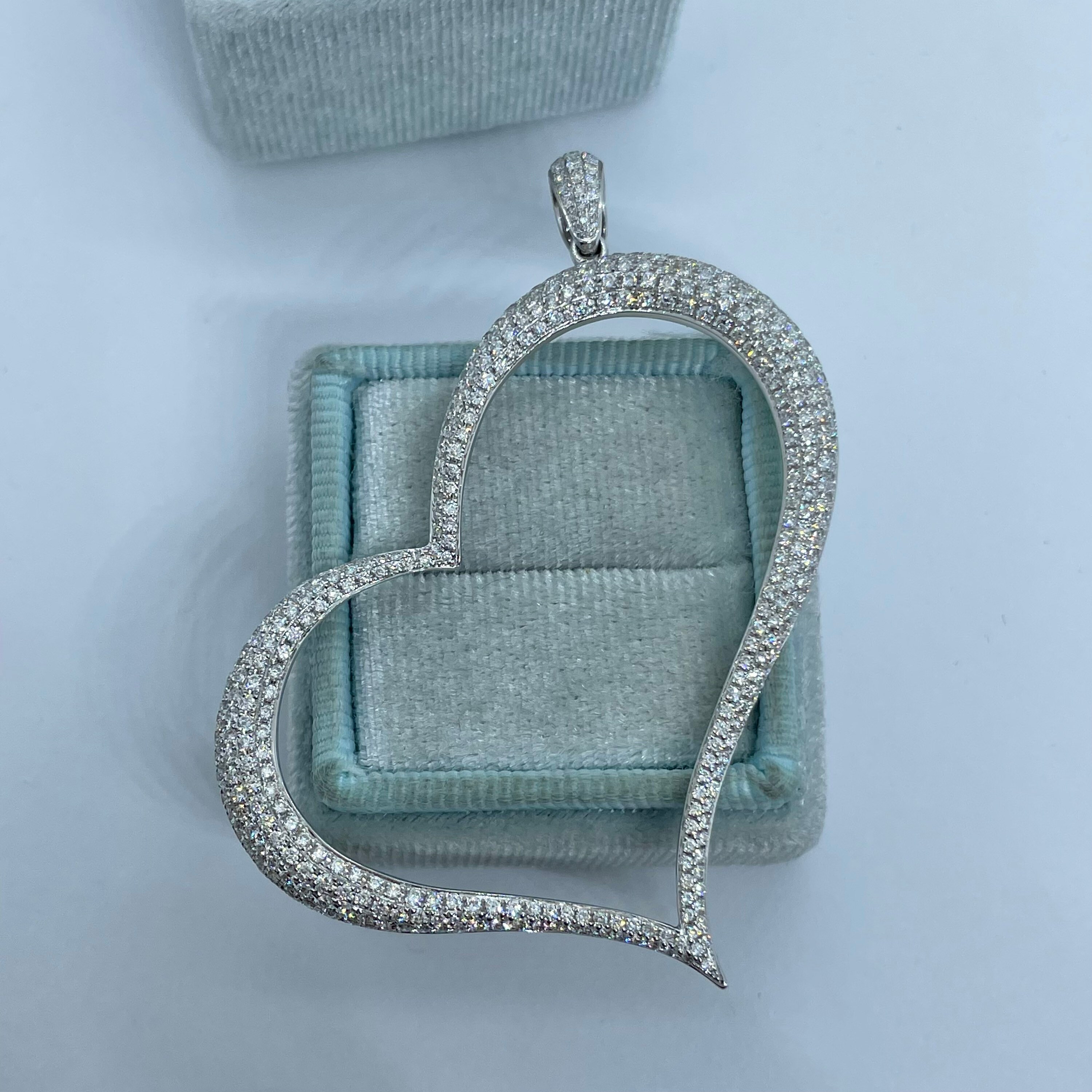 Big Heart Necklace, Large Heart Pendant, Diamond Heart Necklace, 18K ...