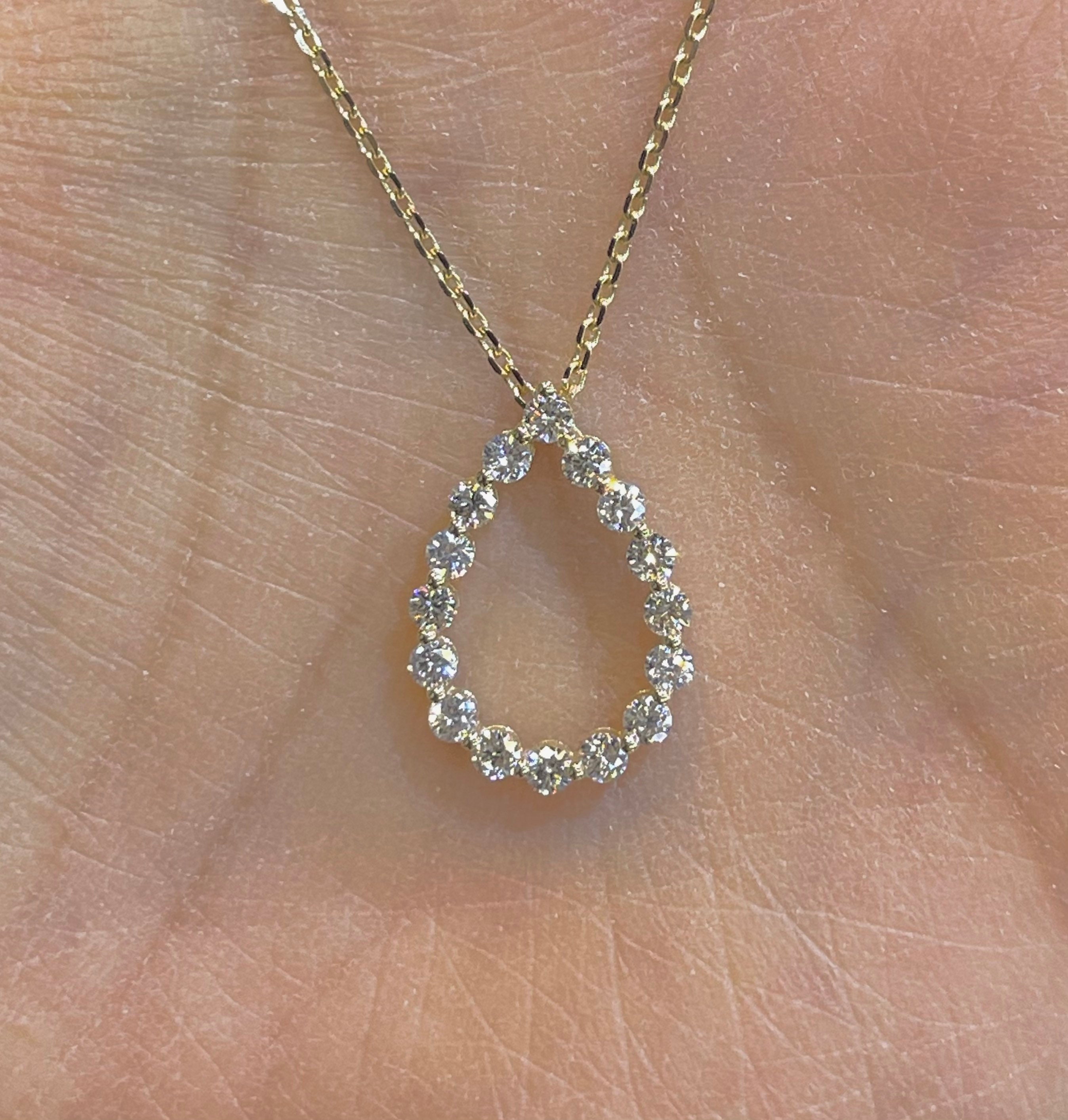 Pear Shape Diamond Pendant Pear Diamond Necklace 14K Yellow - Etsy