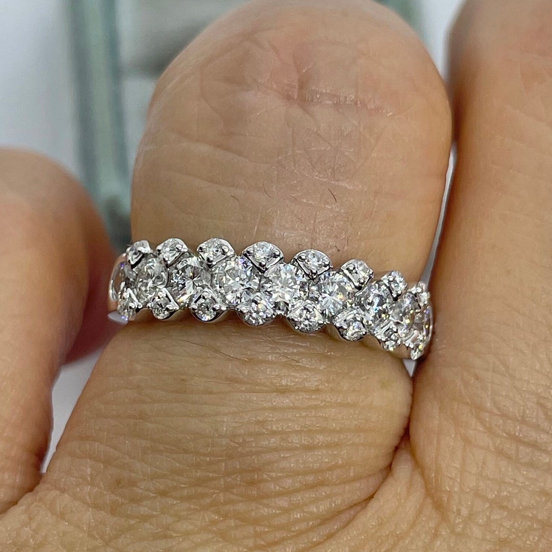 Round Diamond Band, Garland Diamond Ring, Diamond Garland, 18K White ...