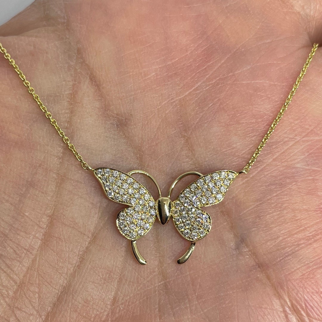 Butterfly Diamond Necklace, Diamond Butterfly Gold, Butterfly Pendant ...