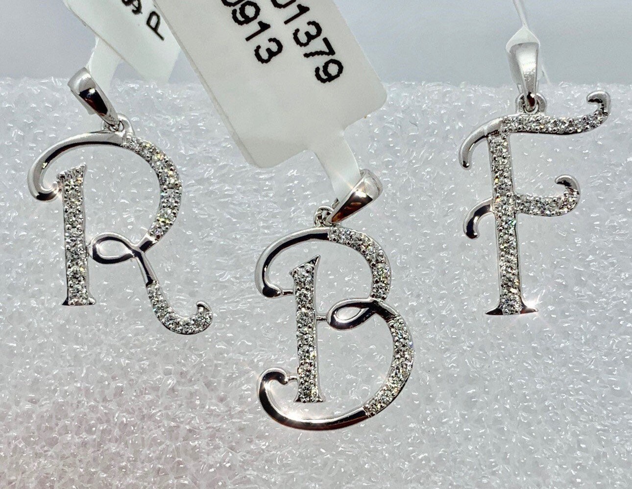 14K Yellow Gold Diamond Initial Pendant, Diamond Letter Initial Charm ...