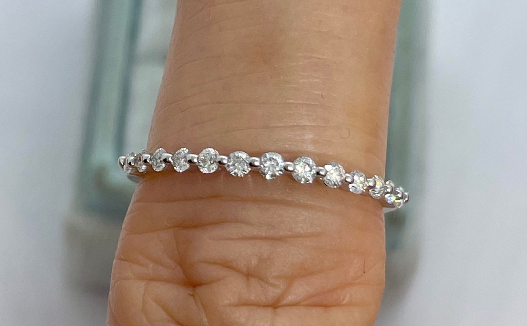 Dainty Diamond Band, Dainty Floating Diamond Band, Small Diamond Band ...