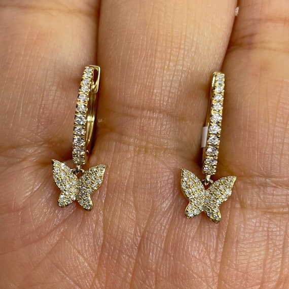 14k gold butterfly hoop earrings store