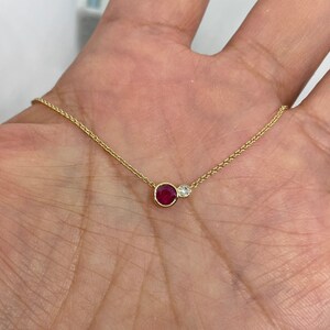 Dainty Ruby Necklace, Ruby Solitaire Necklace, Ruby Necklace 18K White ...