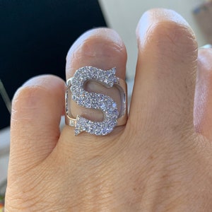 S Initial Ring, Diamond Initial Ring, Mens Initial Ring - Etsy