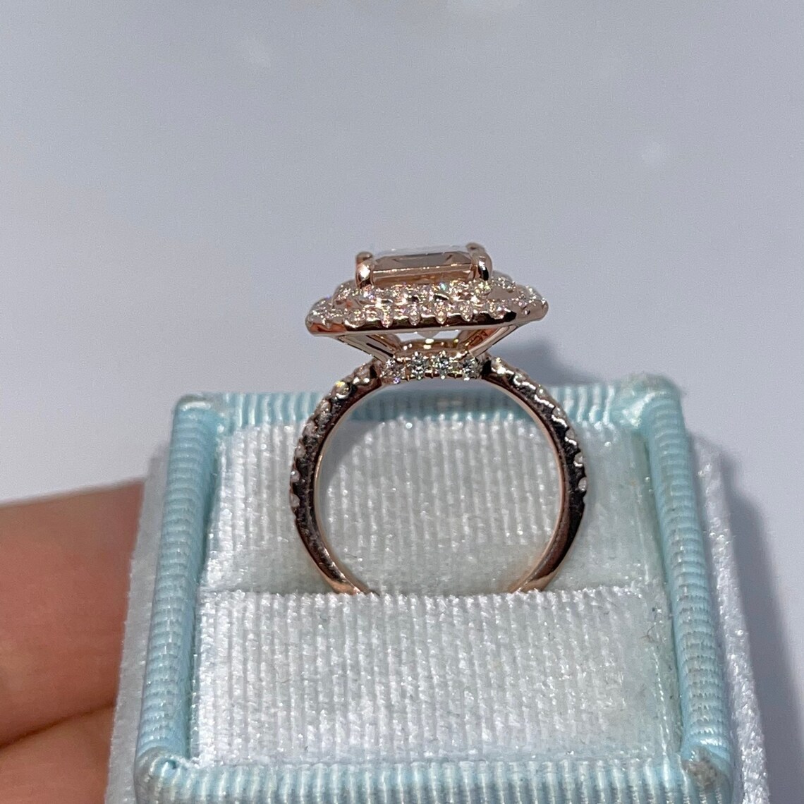 Emerald Cut Morganite Ring Pink Morganite Engagement Ring - Etsy