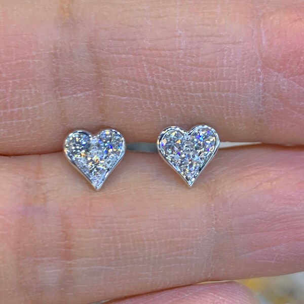Heart Shaped Diamond Earrings - Etsy