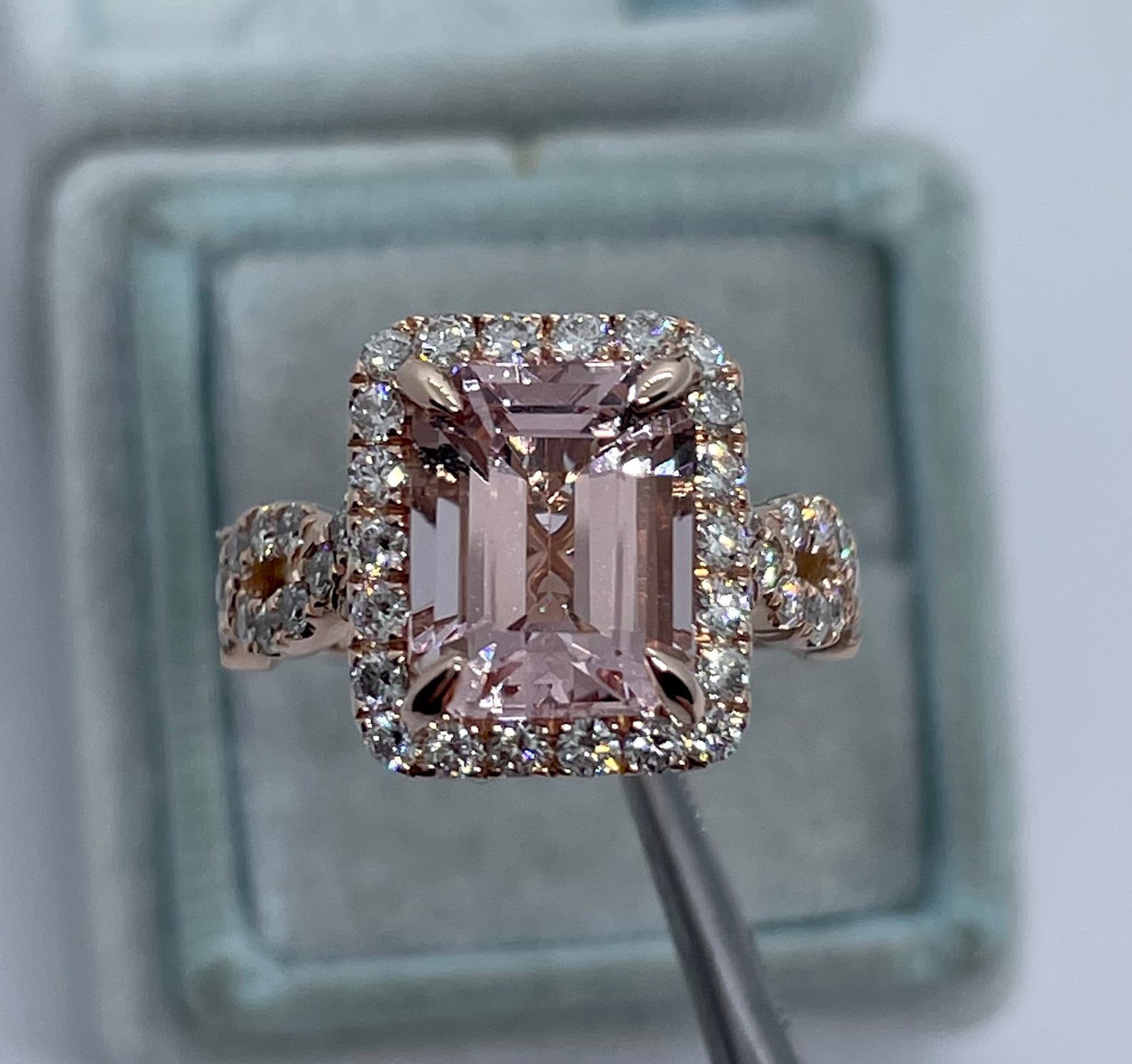 Emerald Cut Morganite Ring 14K Rose Gold Emerald Cut - Etsy