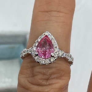 Padparadscha Sapphire and Diamond Ring, Natural Padparadscha Engagement ...