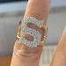 S Initial Ring, Diamond Initial Ring, Mens Initial Ring - Etsy