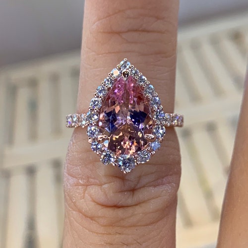 Morganite Wedding Ring Pear Shape Morganite Engagement Ring | Etsy