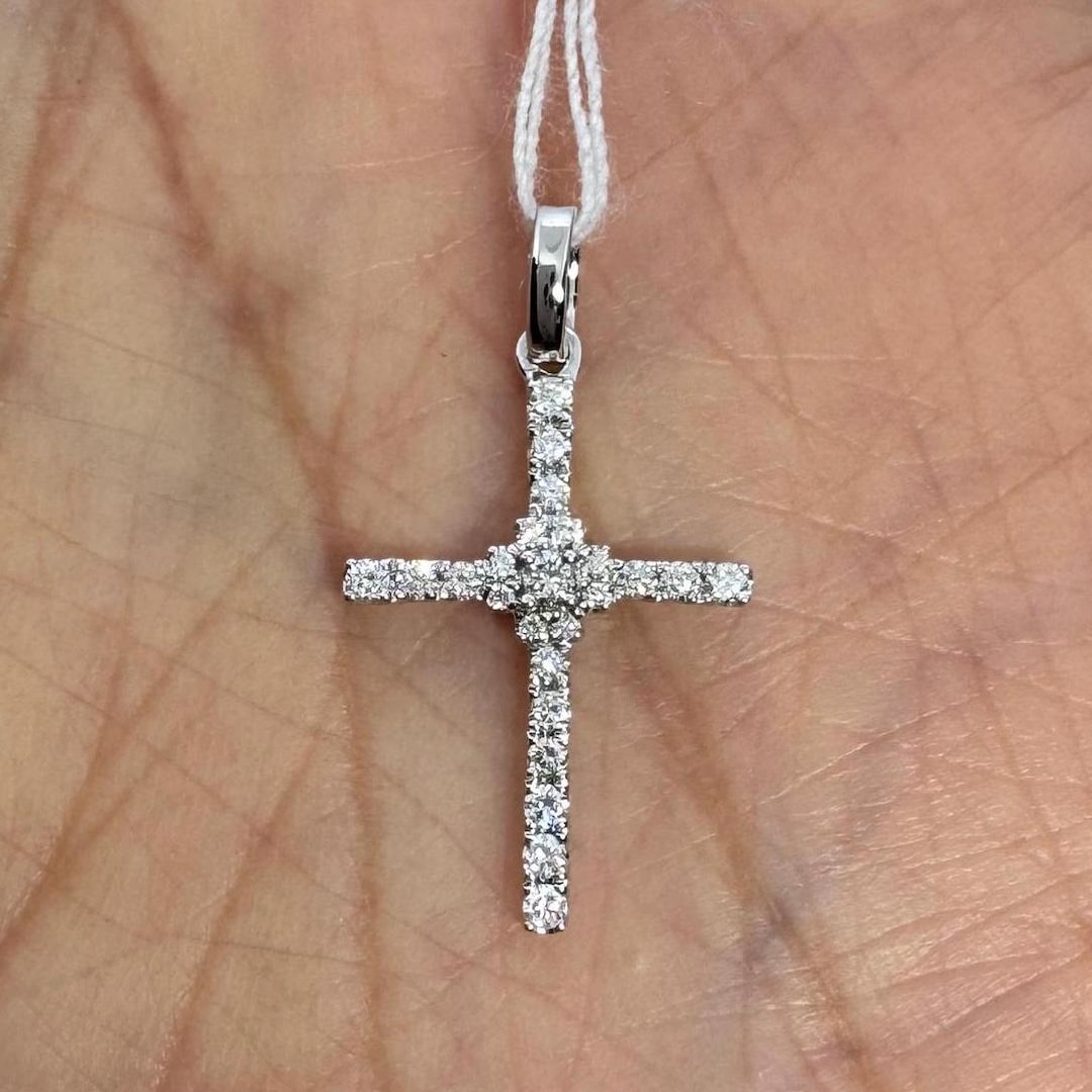 Genuine Diamond Cross, Diamond Cross Necklace, 18K White Gold Diamond ...