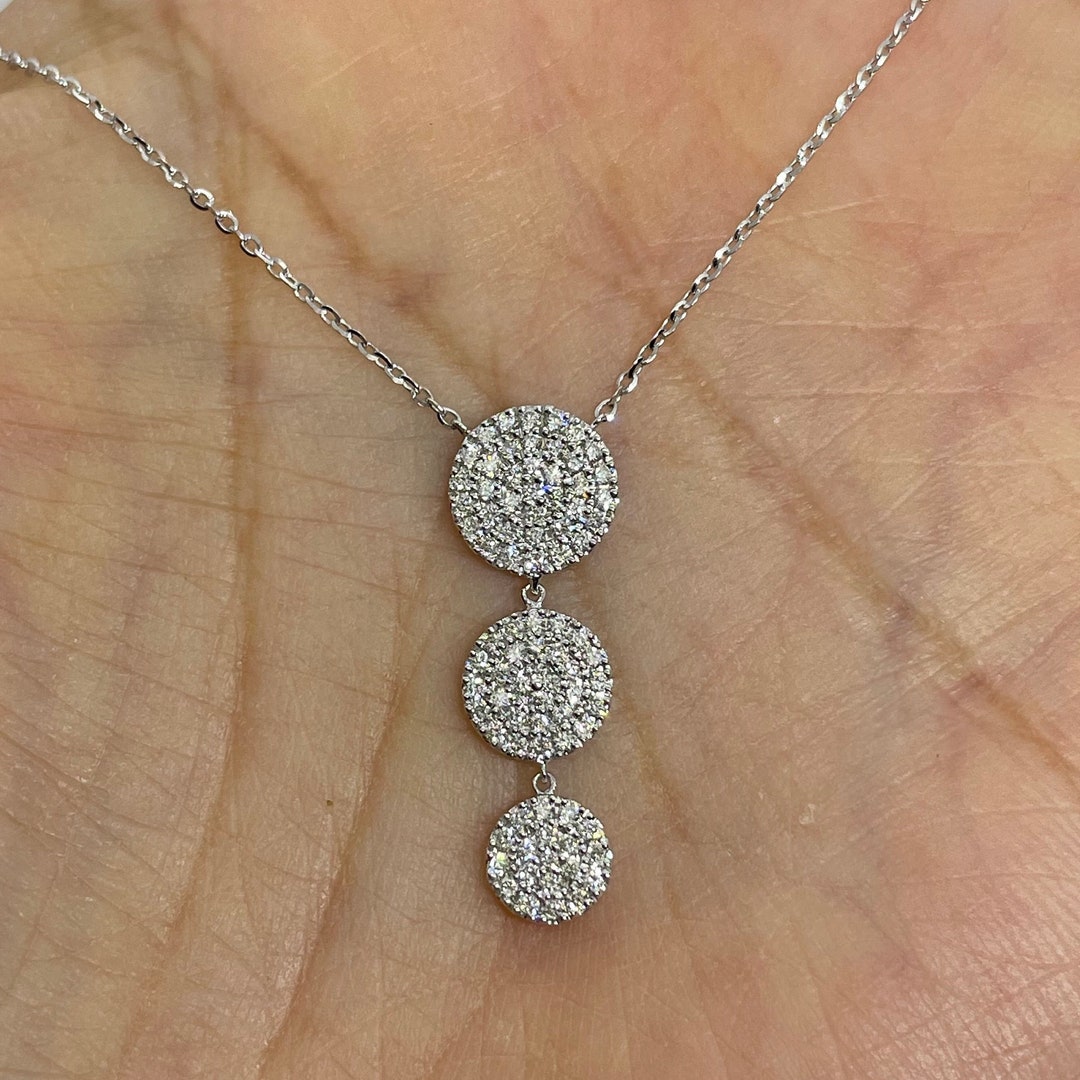 Diamond Necklace, Circle Diamond Necklace, Round Diamond Disc Necklace ...