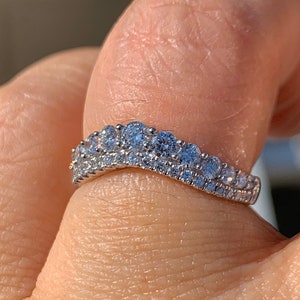 Curved Diamond Wedding Band Curved Crown Diamond Ring - Etsy