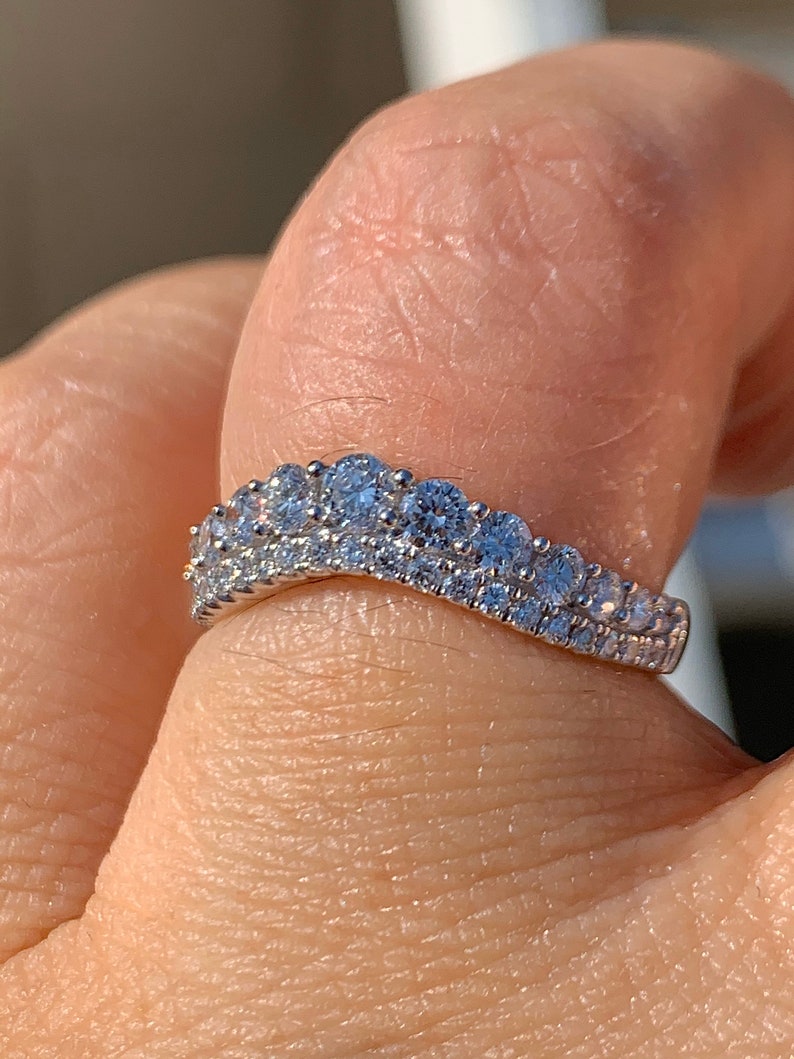 Curved Diamond Wedding Band Curved Crown Diamond Ring | Etsy