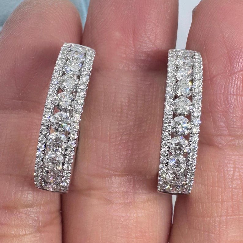 Diamond Hoop Earrings, Natural Diamond Hoop Earrings, Diamond Hoops 18K ...