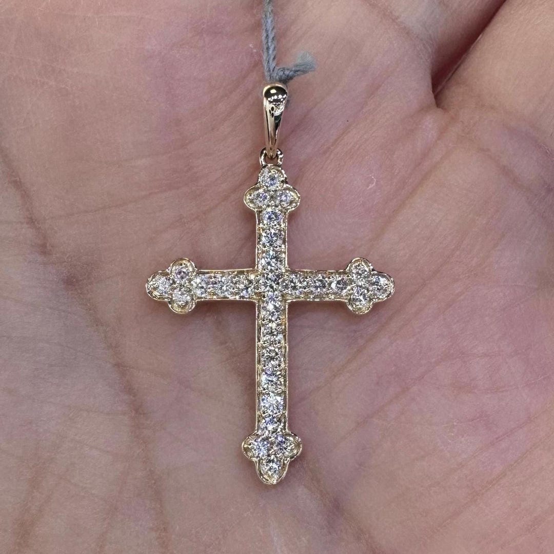 Diamond Cross Pendant, Genuine Diamond Cross, Catholic Cross Necklace ...