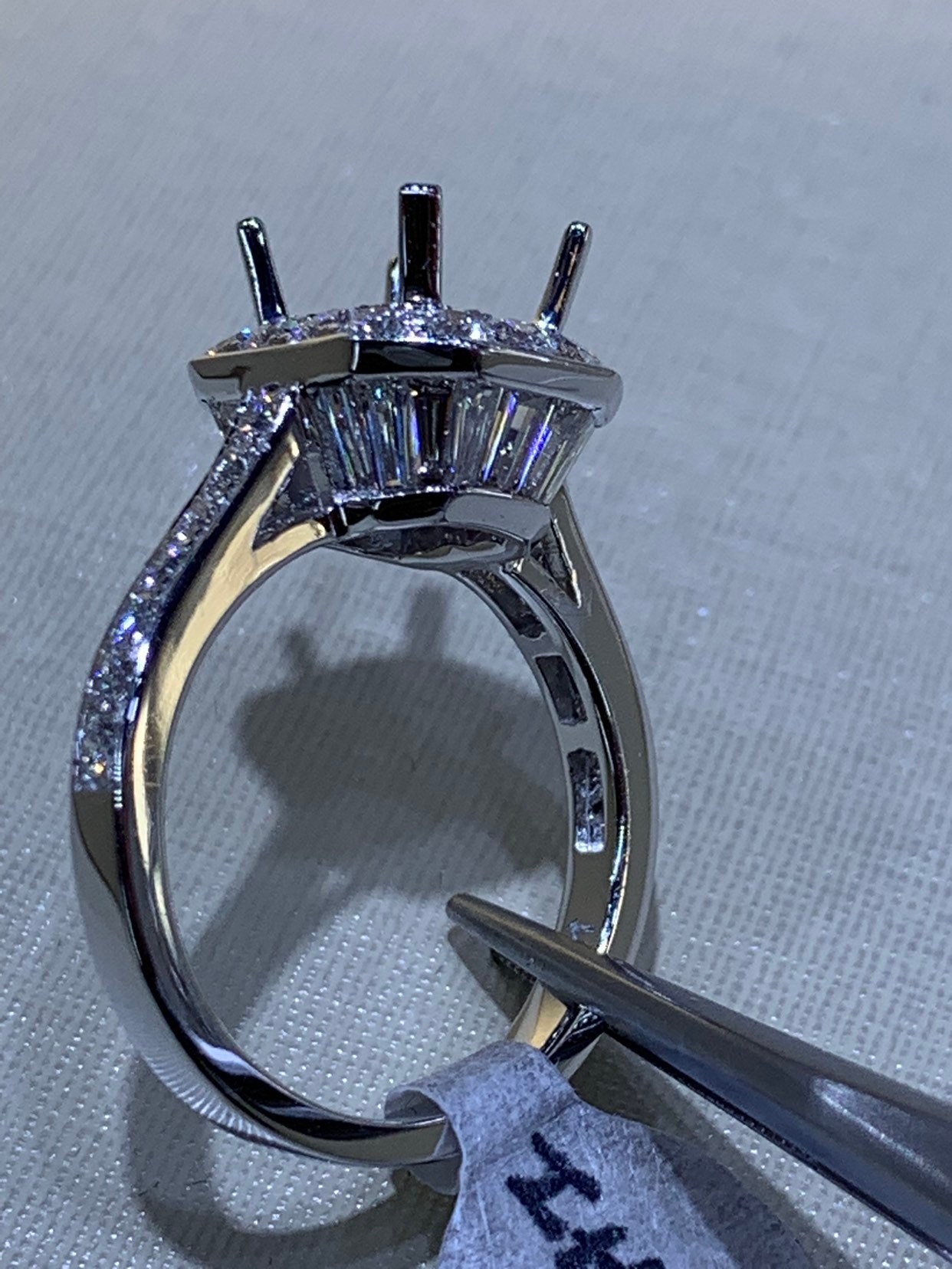 Halo Emerald Cut Diamond Setting 18K White Gold Setting for - Etsy